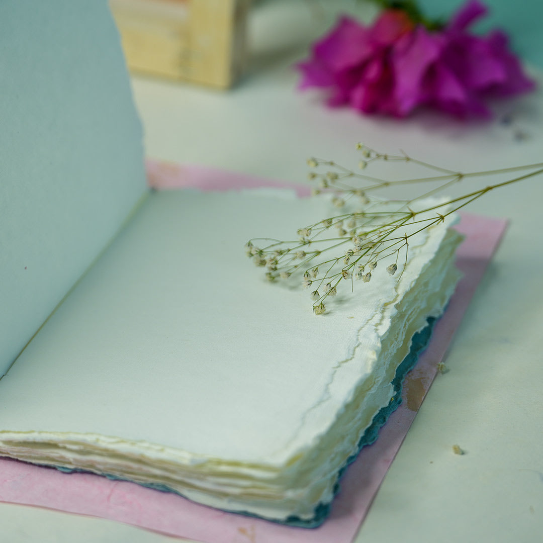 Buy Handmade Deckle Edge Paper Notebook with Tropical flower – Papernest